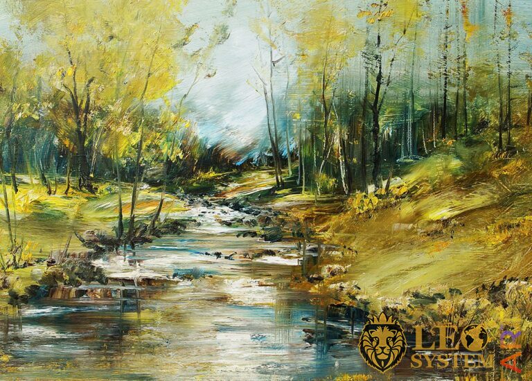 Paintings with Running Streams in the Forest | LeoSystem.art