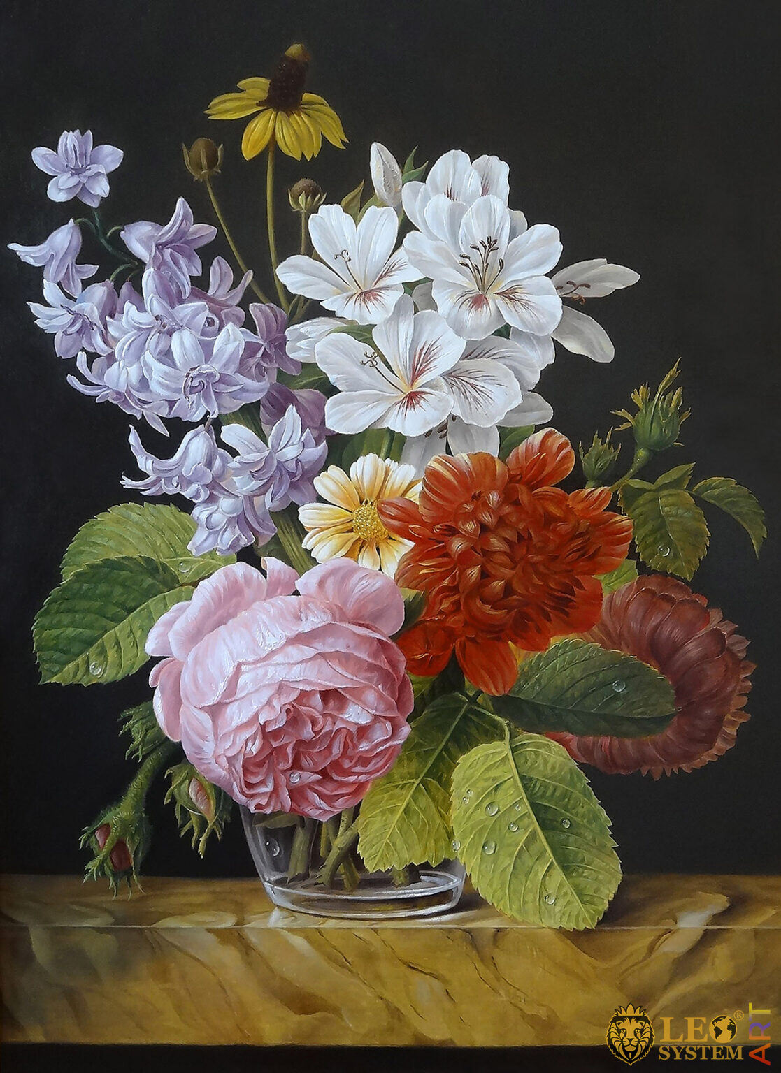 Paintings with Beautiful Flower Arrangements in a Vase | LeoSystem.art