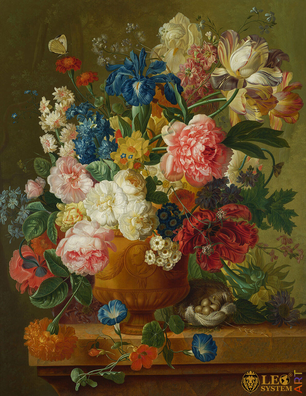 Paintings with Beautiful Flower Arrangements in a Vase | LeoSystem.art